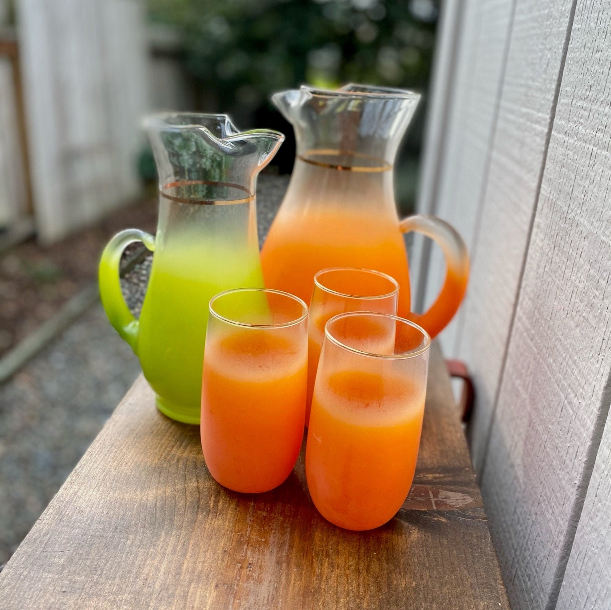 Blendo Pitchers and Glasses by West Virginia Glass Sold | Etsy