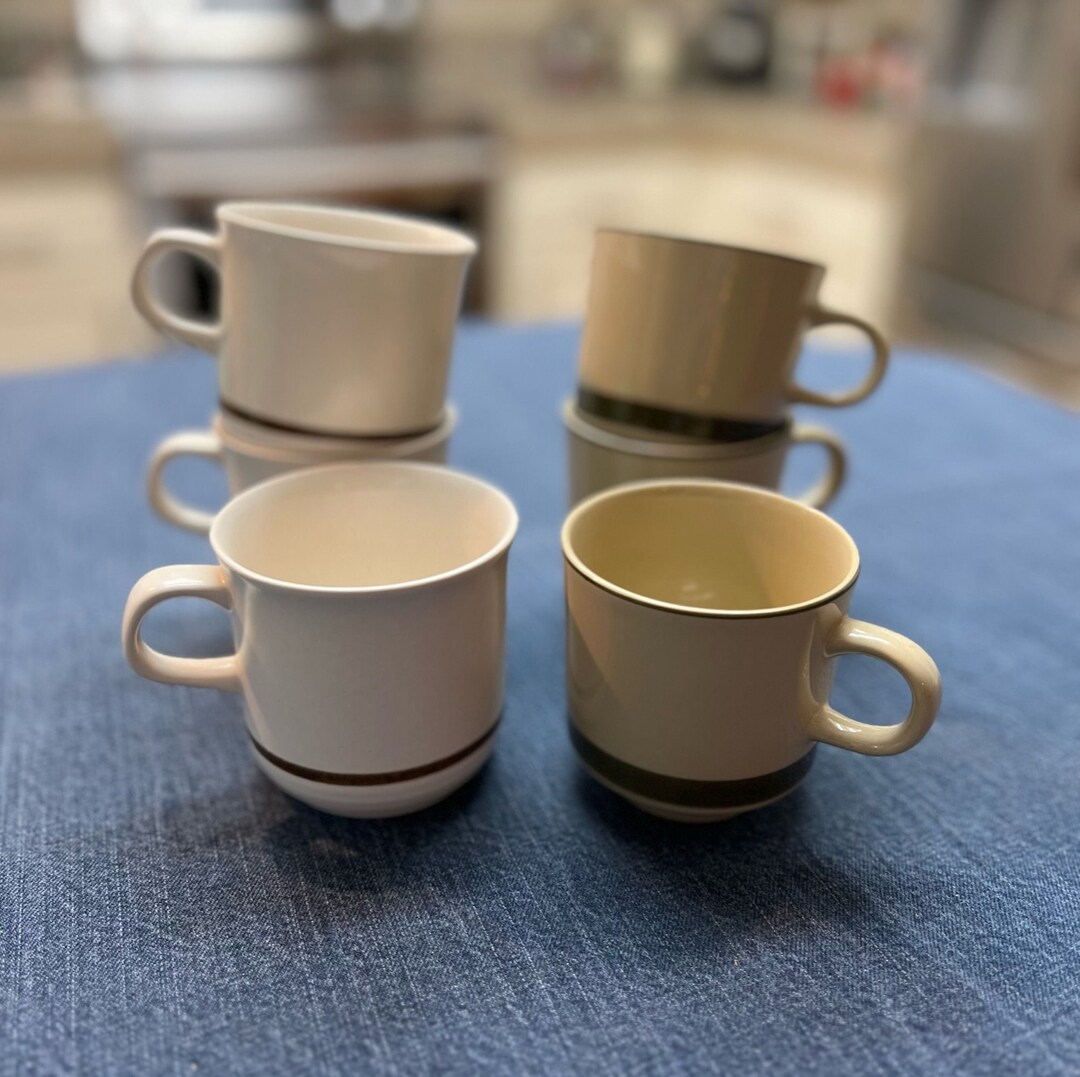 Set of 6 Mixed Vintage Stripe Coffee Cups | Vintage Montego by Sears ...