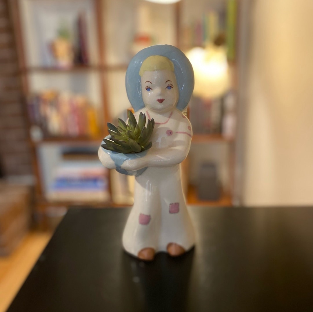 Vintage Pottery Girl in Overalls Figurine by Weil Pottery | Vintage ...