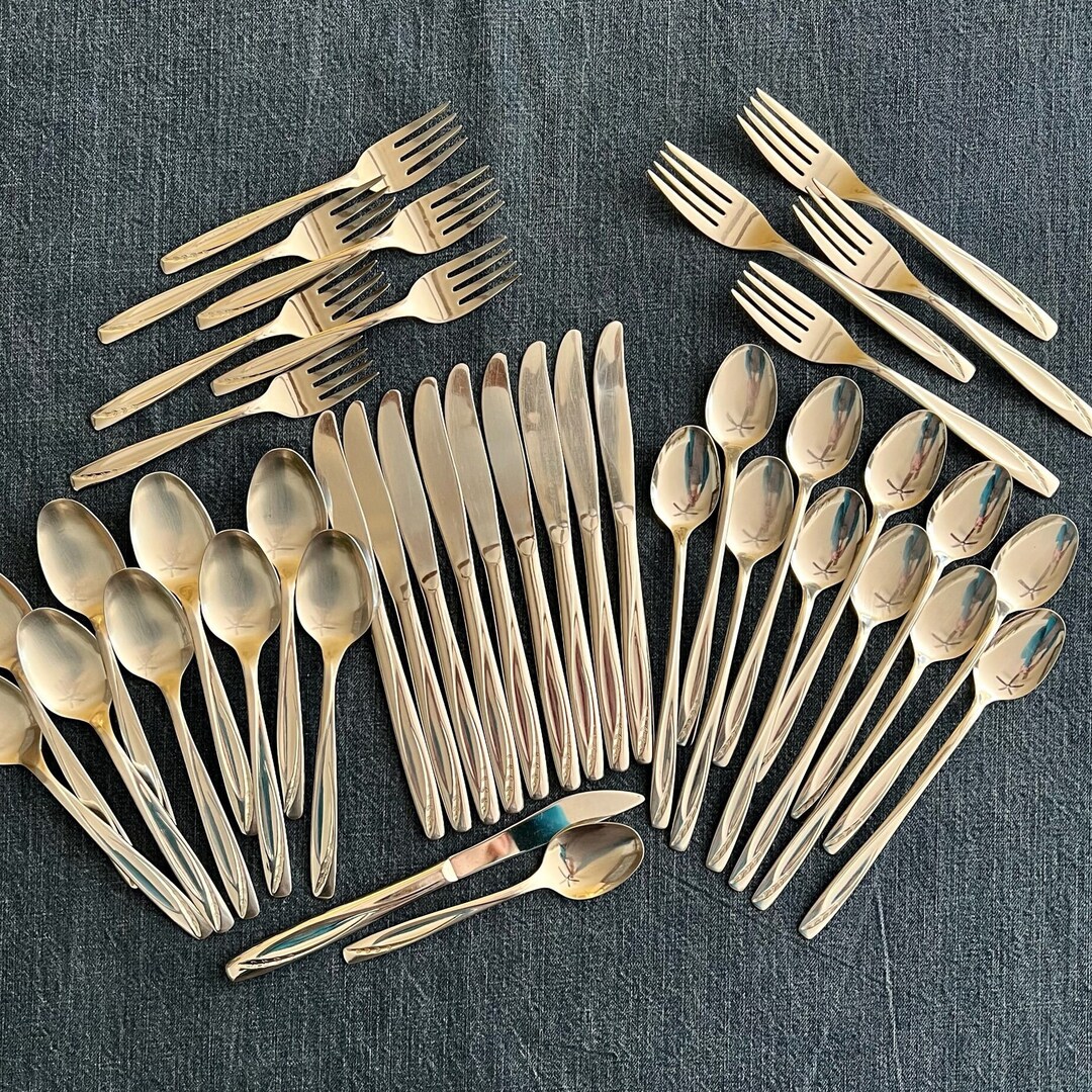 Sets of Vintage Lawncrest Stainless Silverware by Rogers Cutlery Co ...
