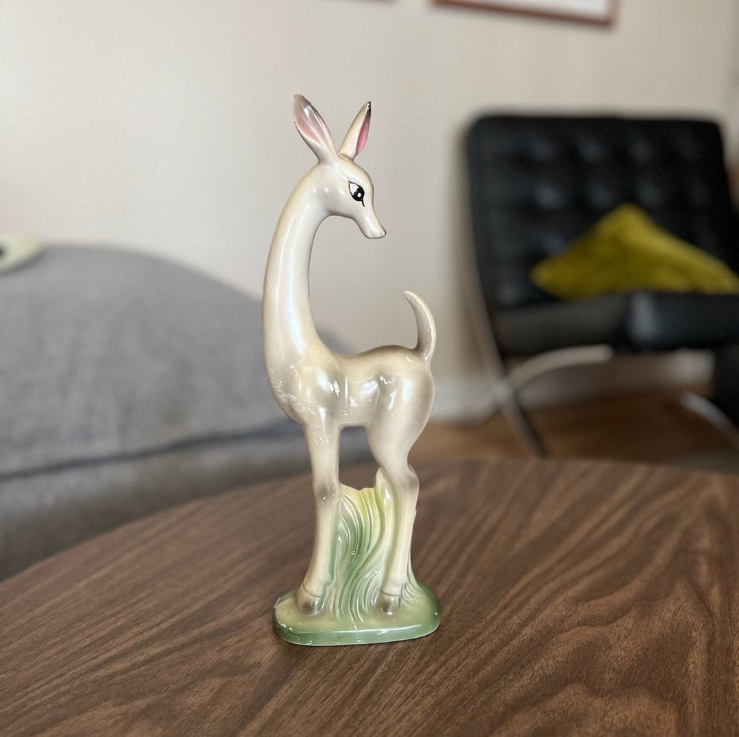 Vintage Pottery Tall Deer Figurine Made in Japan | Vintage Pottery Deer ...