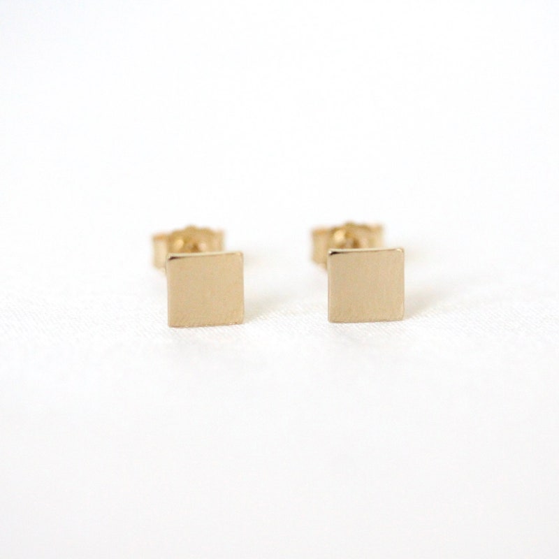 Square Gold Earrings - Etsy