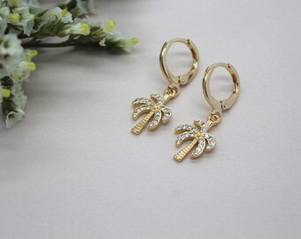Hoop Palm Tree Earrings - Etsy