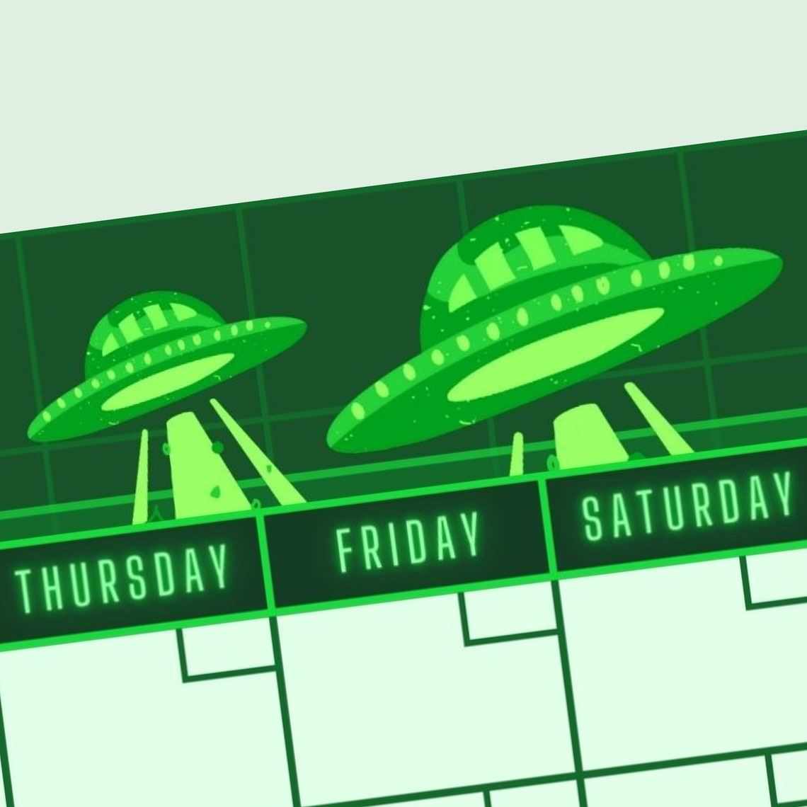 Alien UFO Monthly Calendar Printable, Downloadable Planner, Space ...