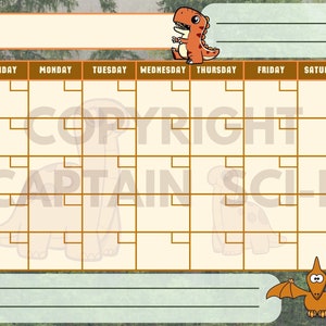 Cute Baby Dinosaur Calendar Office Gift, Monthly Planner Printable ...