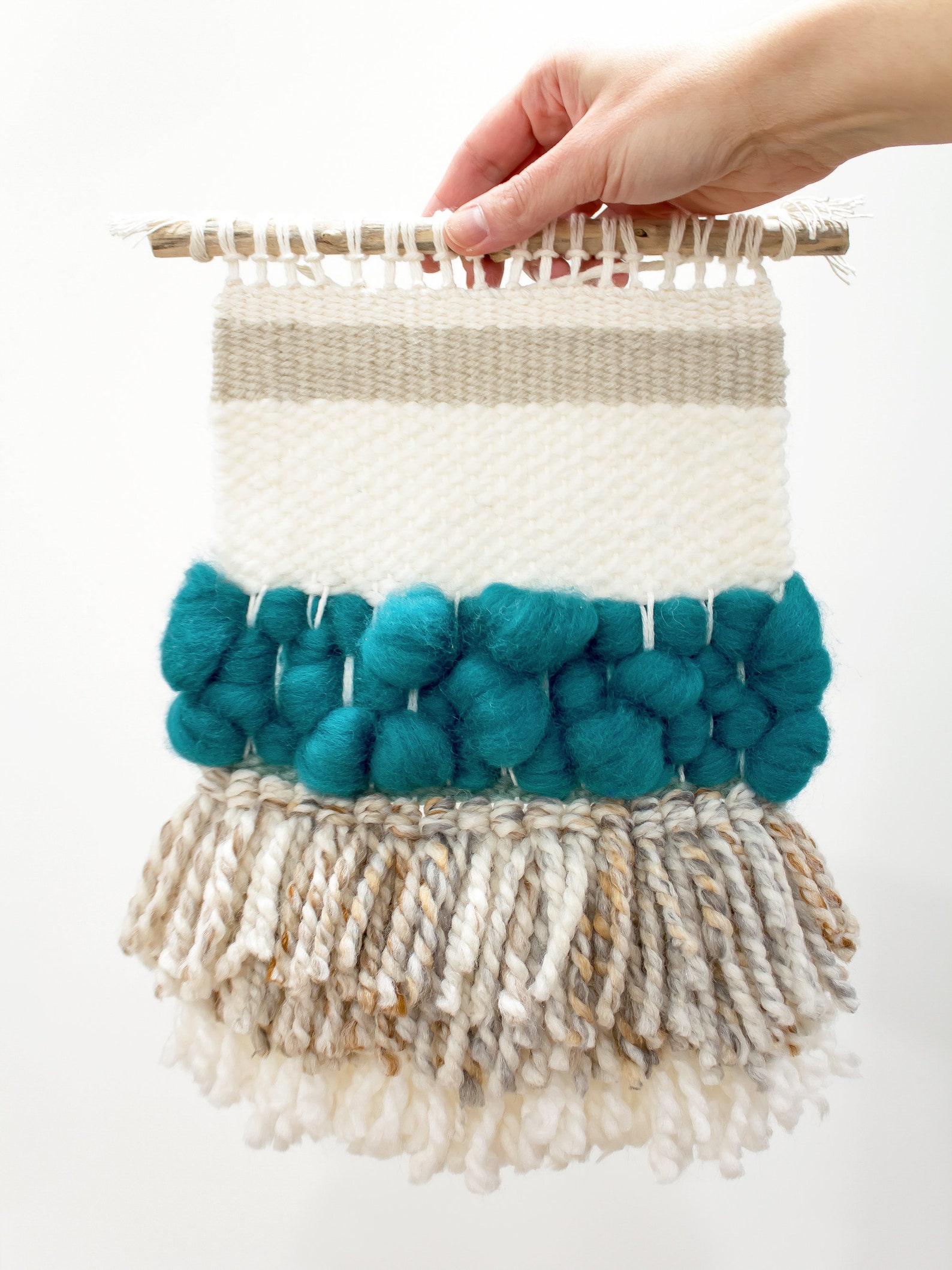Teal Woven Wall Hanging | Chunky Merino Wool Tapestry - Etsy