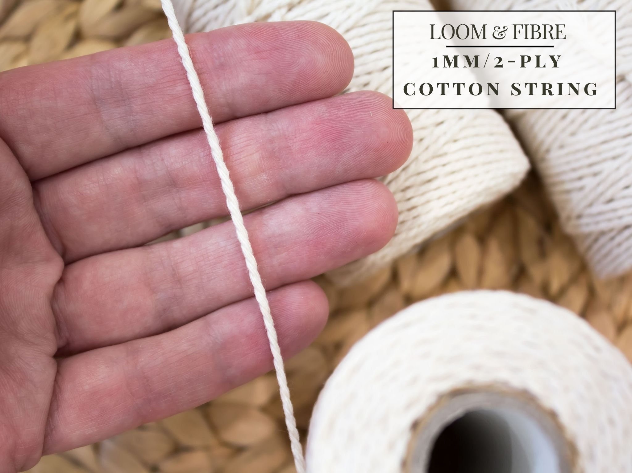 Warp String | Natural Cotton String | 1mm String | 1mm 2-ply Cord ...