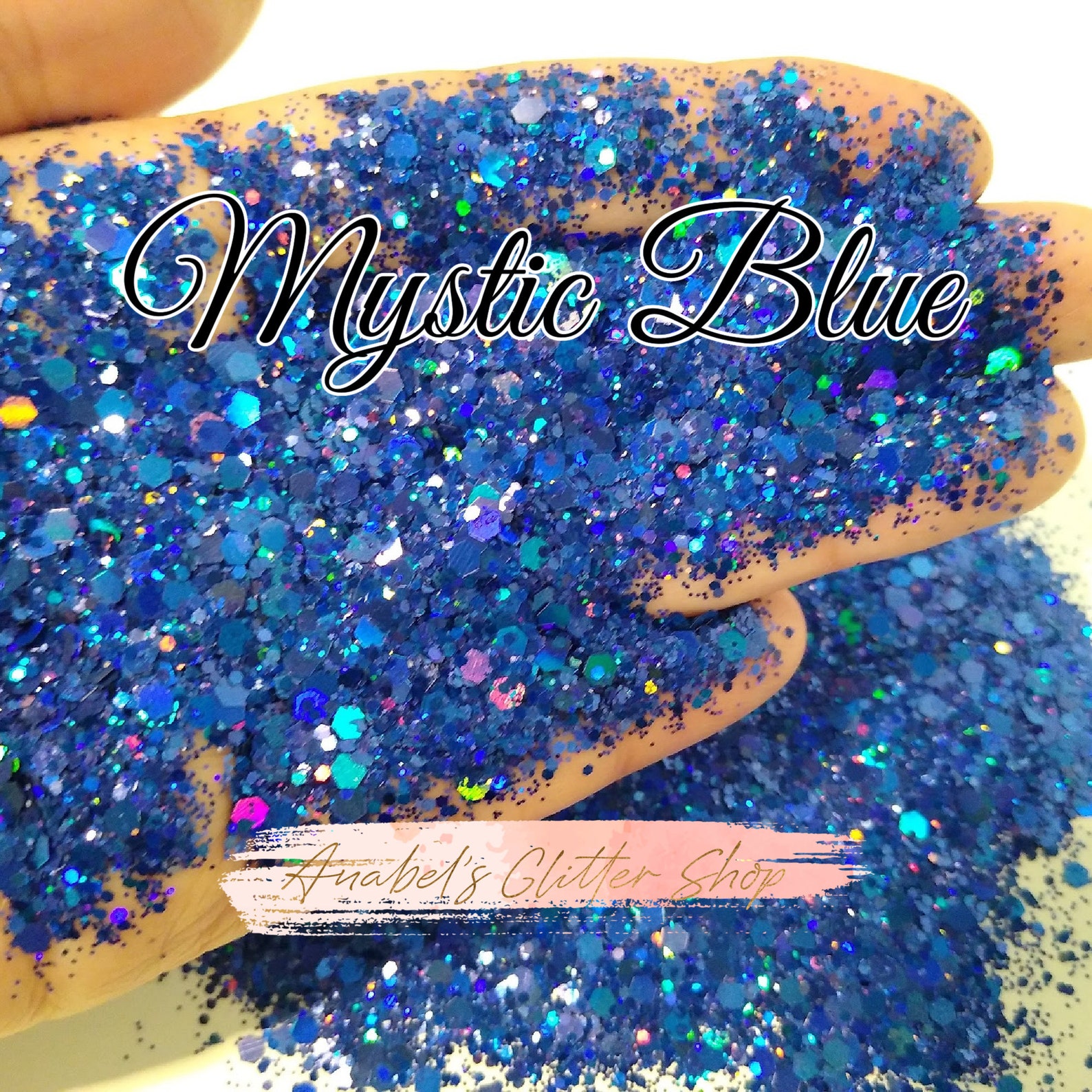 Mystic Blue Chunky Glitter Mix, Polyester Glitter, Solvent Resistant ...