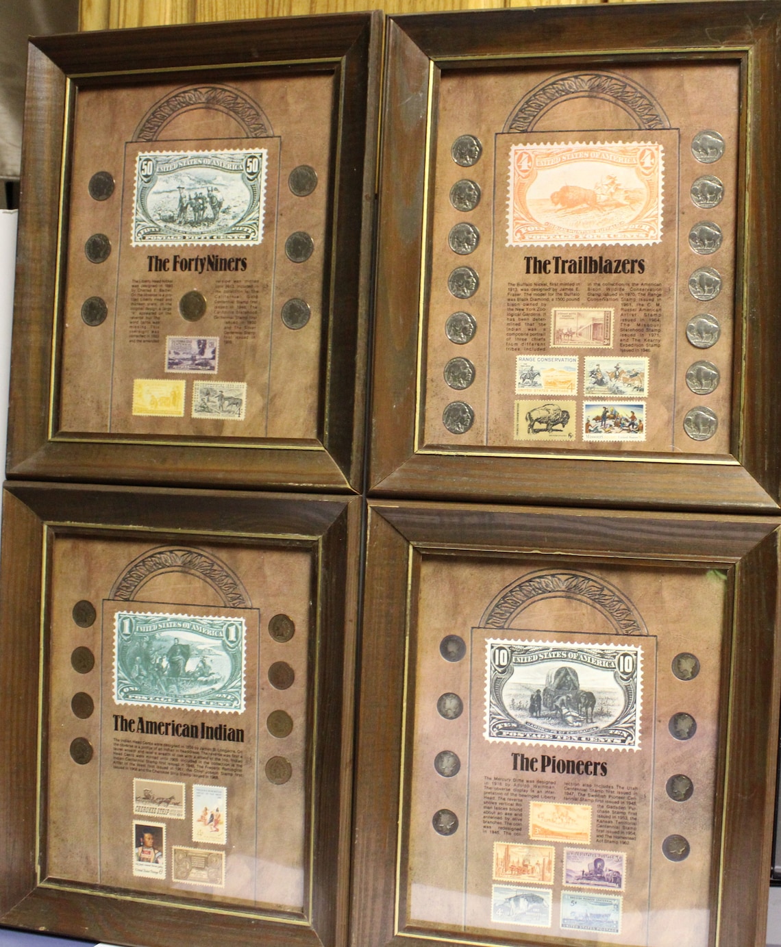 Vintage Coin and Stamp Collection Framed Art: the Pioneers, the Forty ...
