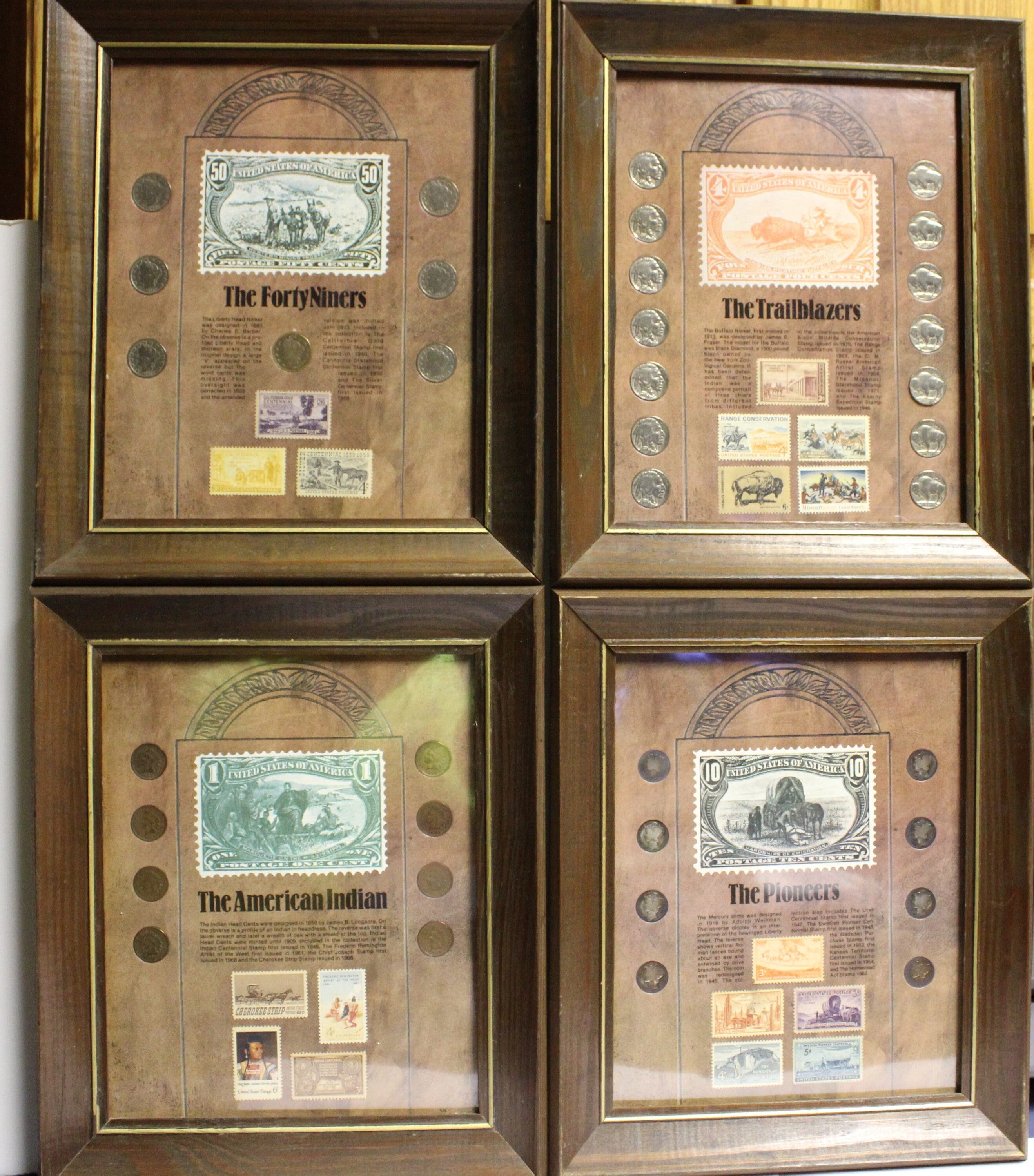 Vintage Coin and Stamp Collection Framed Art: the Pioneers, the Forty ...
