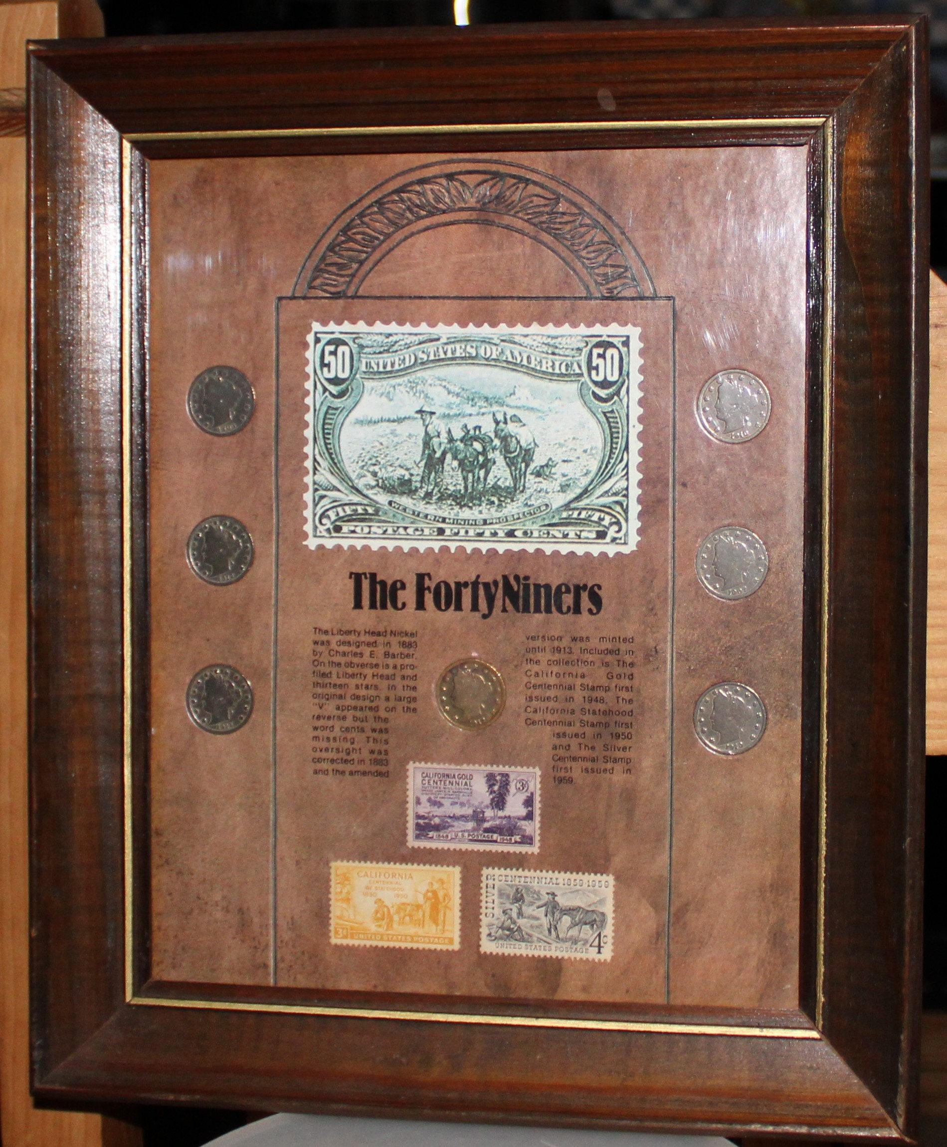 Vintage Coin and Stamp Collection Framed Art: the Pioneers, the Forty ...