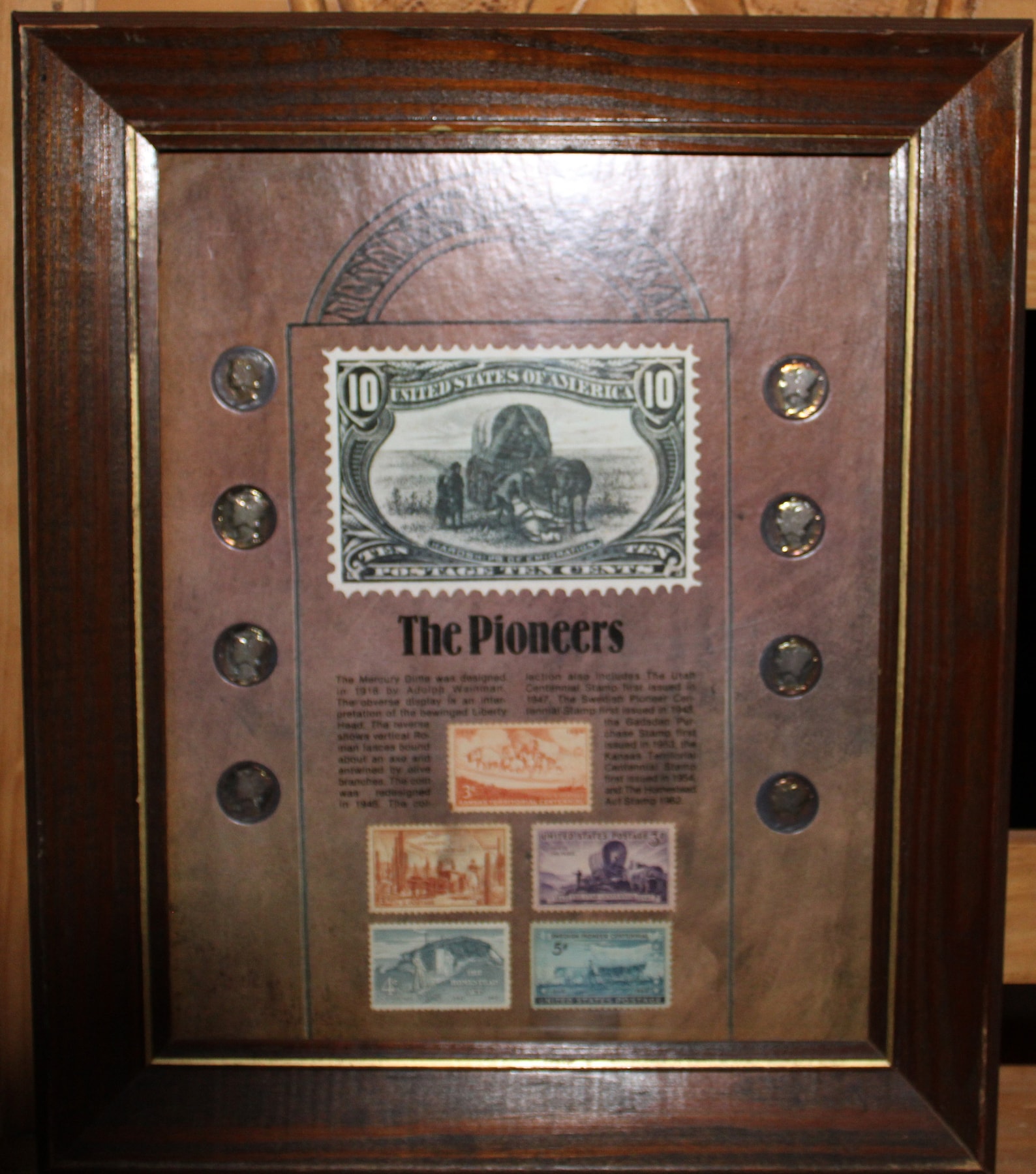 Vintage Coin and Stamp Collection Framed Art: the Pioneers, the Forty ...
