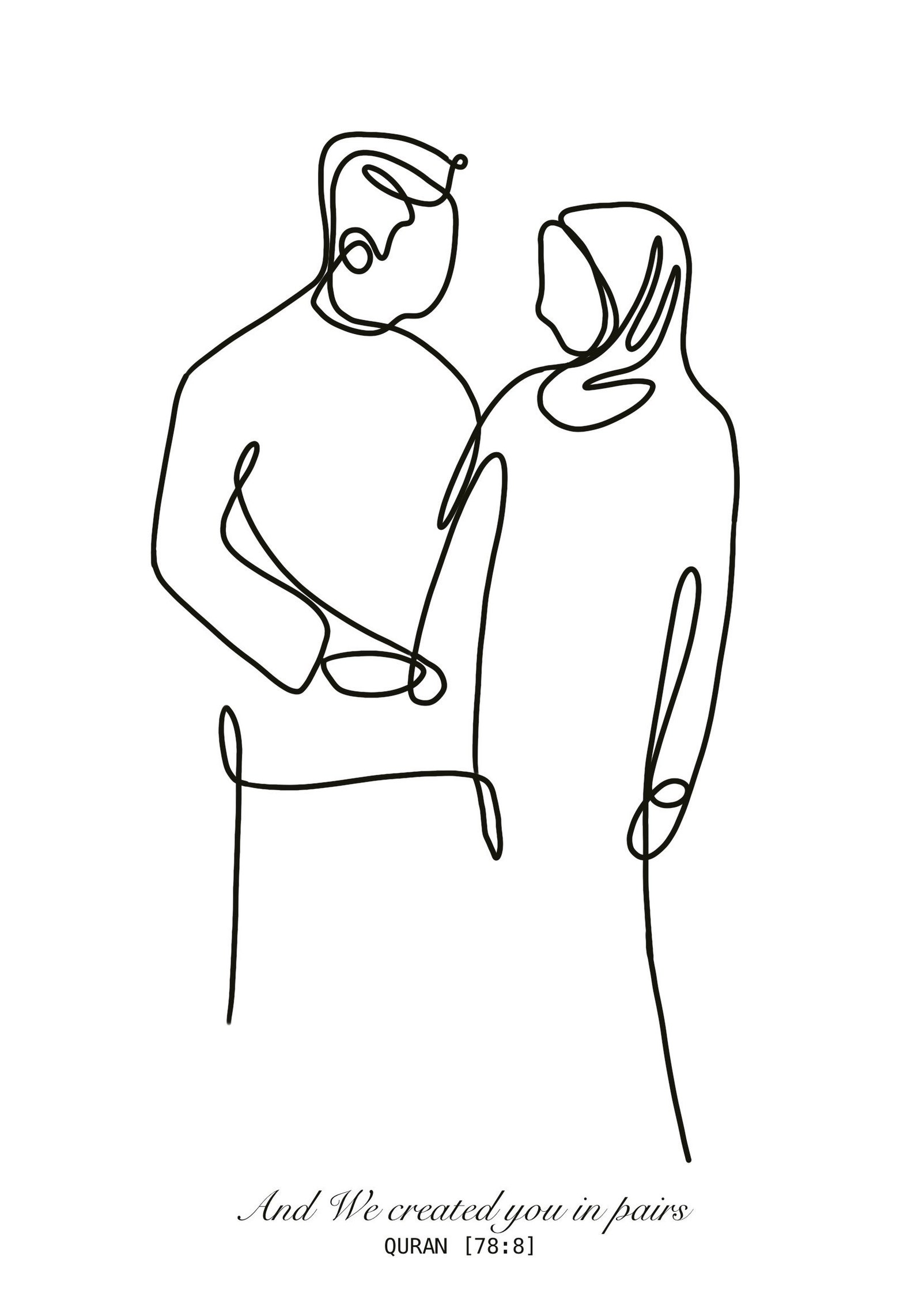 Husband & Wife Islamic Line Art | Modern Islamic Art - Etsy