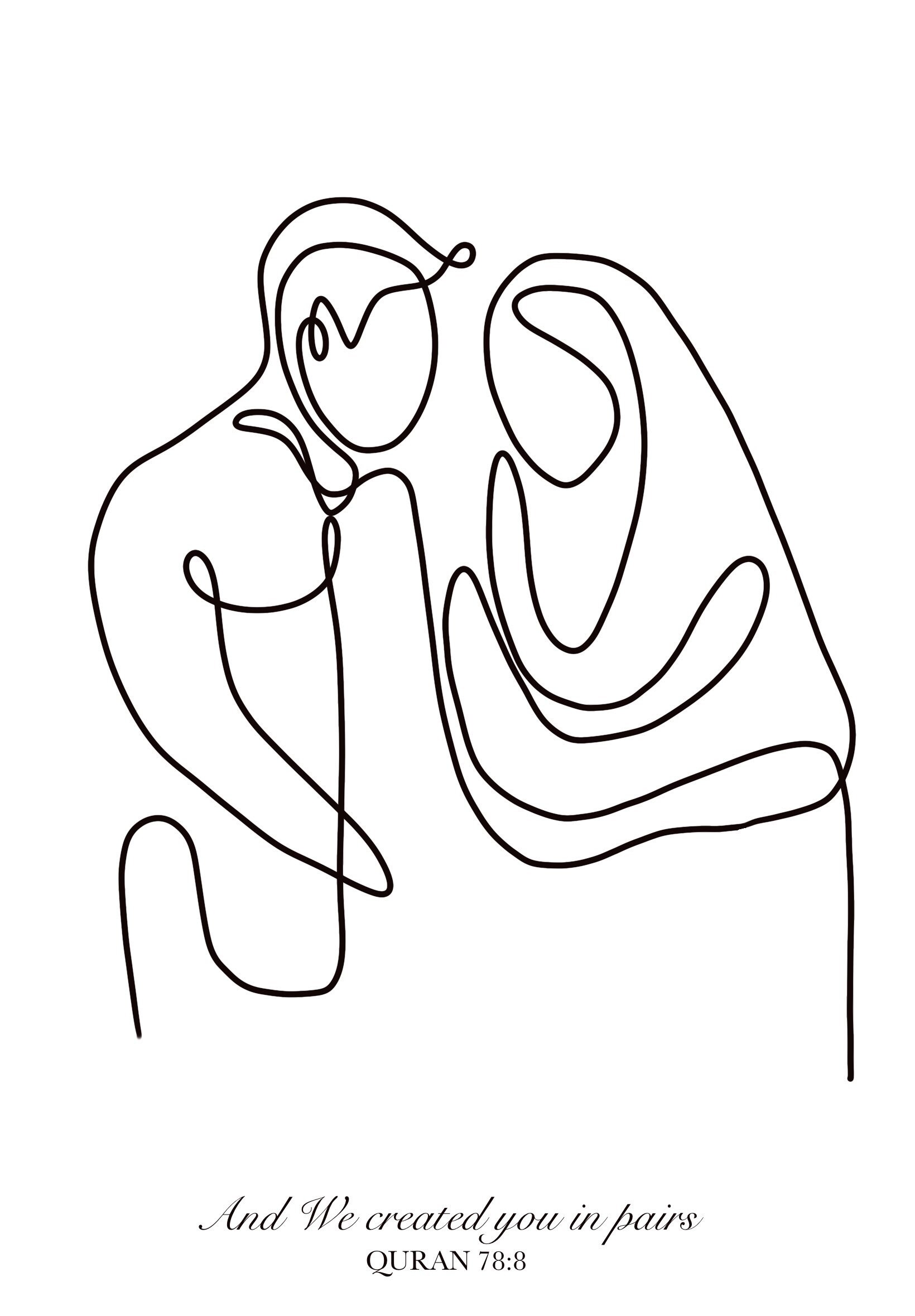 Husband & Wife Islamic Lineart - Etsy