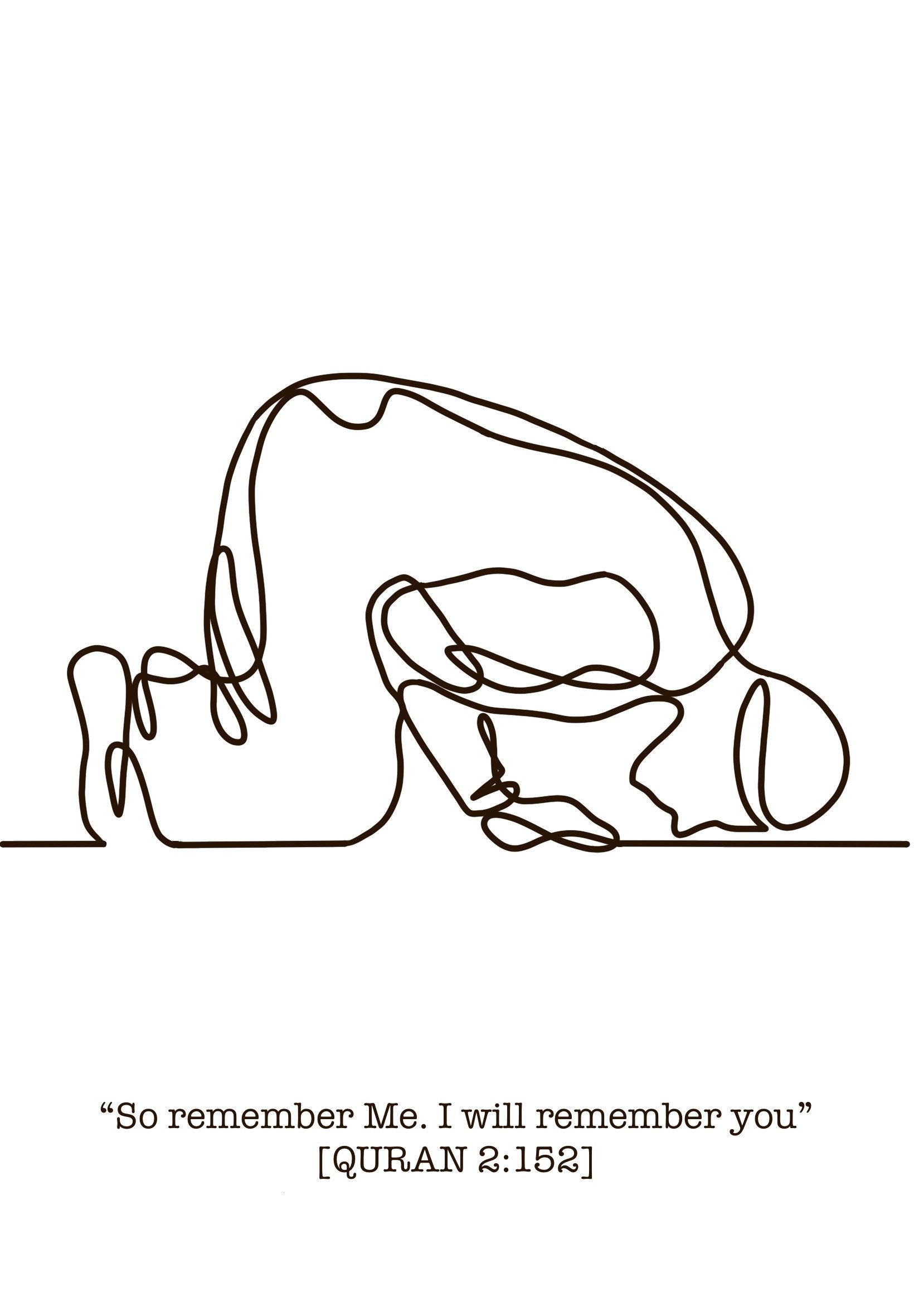 Sujood Line Art Islamic Wall Art Digital Print | Etsy