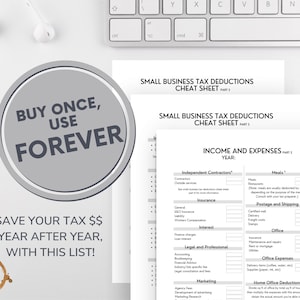 Small Business Tax Deductions Cheat Sheet & Expense Tracker (PDF) - Etsy