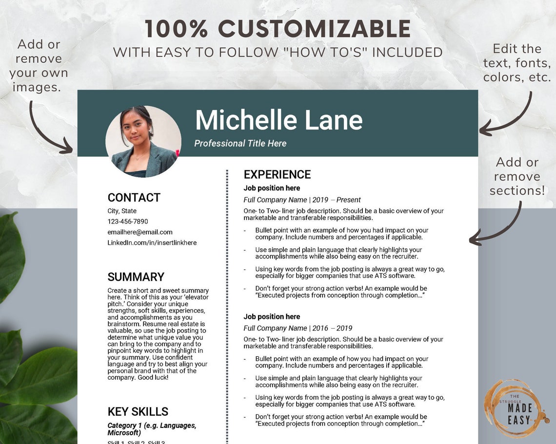 Bold Professional Resume Template Creative Resume Template | Etsy France