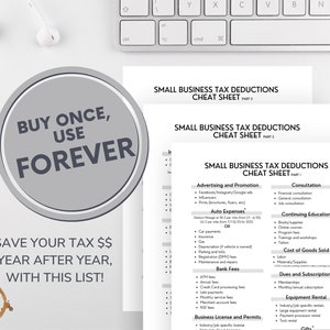Small Business Tax Deductions Cheat Sheet List Deductible - Etsy