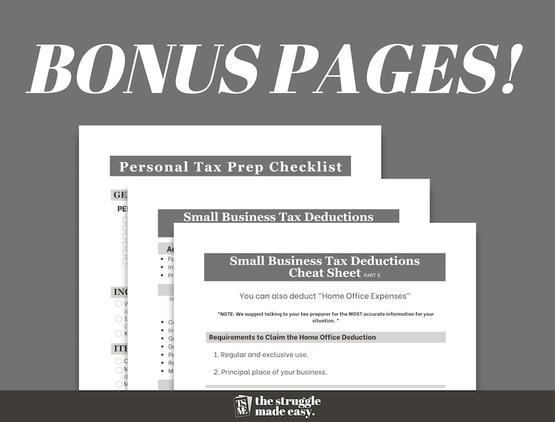 Small Business Tax Deductions Cheat Sheet Tax Write Offs List Side ...