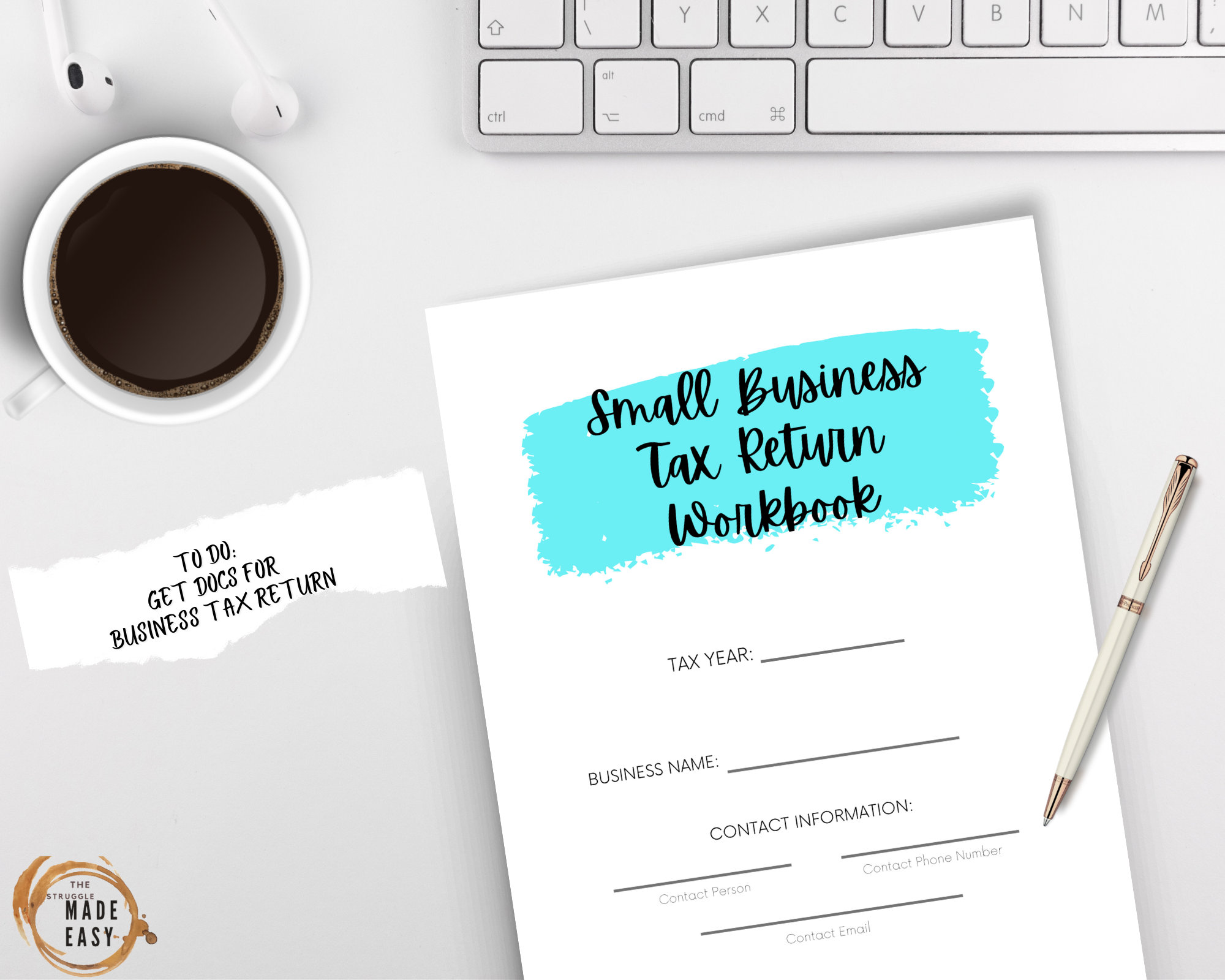 Small Business Tax Return Workbook in Turquoise| Minimalistic | Instant ...