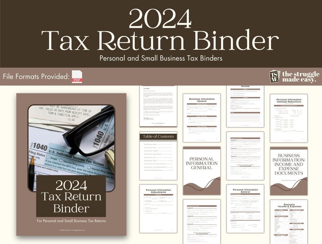 2024 Tax Return Binder: Small Business & Personal (PDF Download) - Etsy