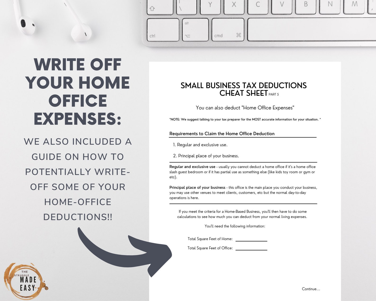 Business Tax Deductions Cheat Sheet + Excel | Deductible | Tax Write ...