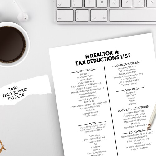 Realtor Tax Deductions List Realtor Expenses Small - Etsy