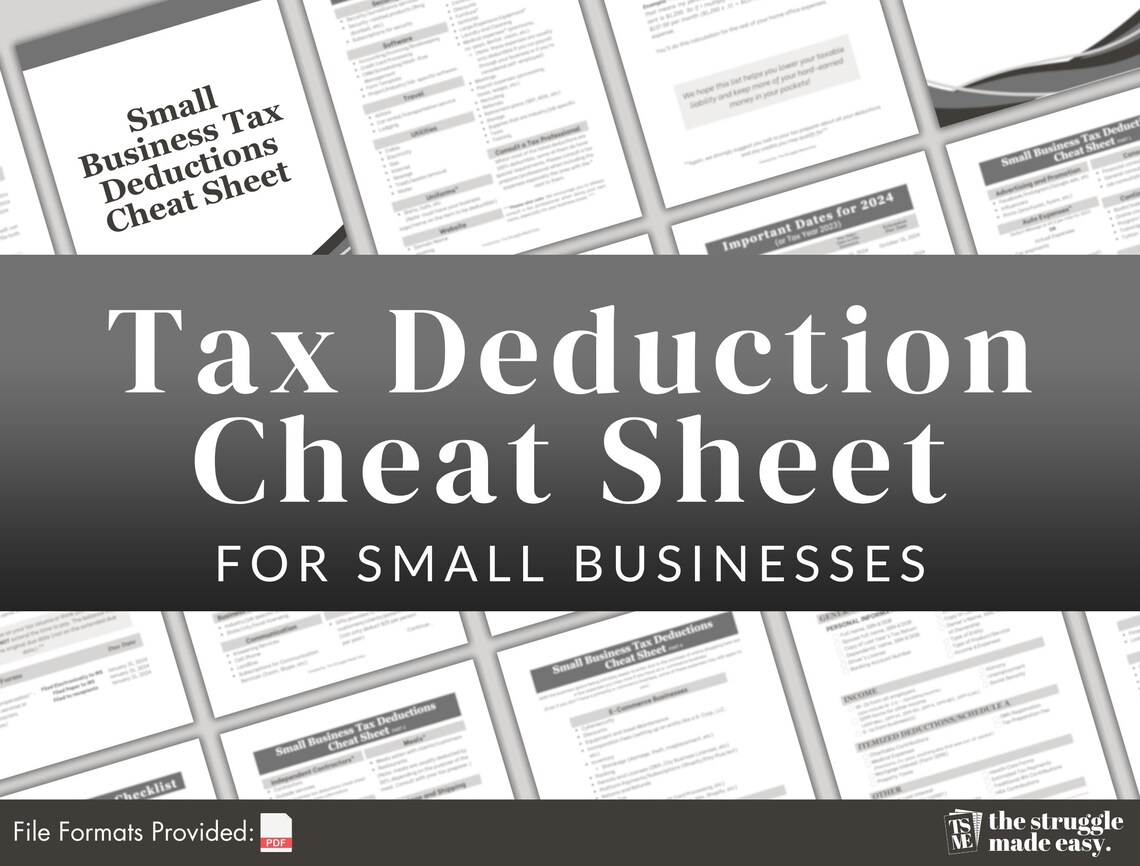 Small Business Tax Deductions Cheat Sheet Tax Write Offs List Side ...