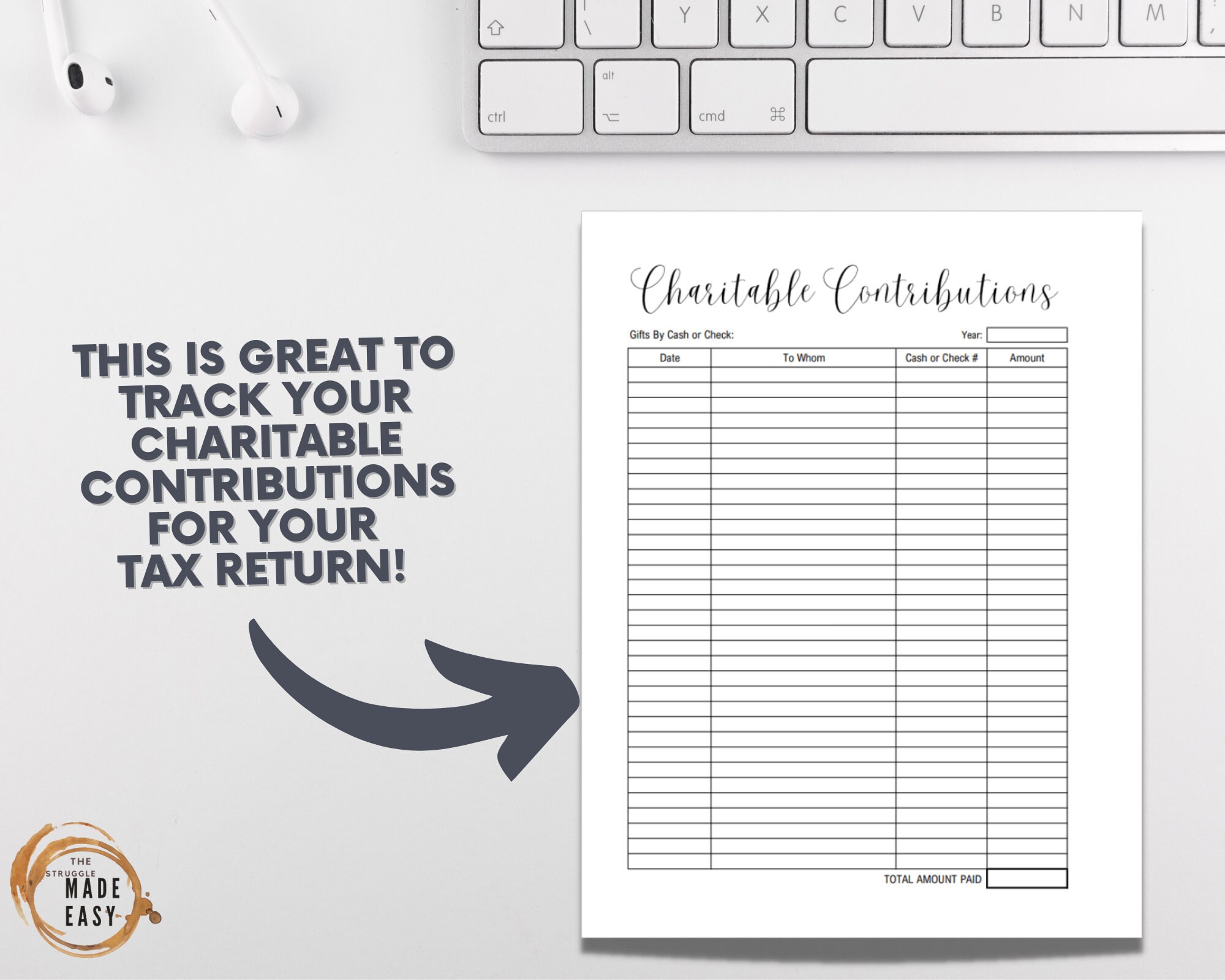 Charitable Contributions Tracker: Excel & PDF Template (US Taxes) - Etsy
