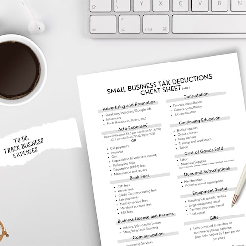 Small Business Tax Deductions Cheat Sheet Income and Expense - Etsy