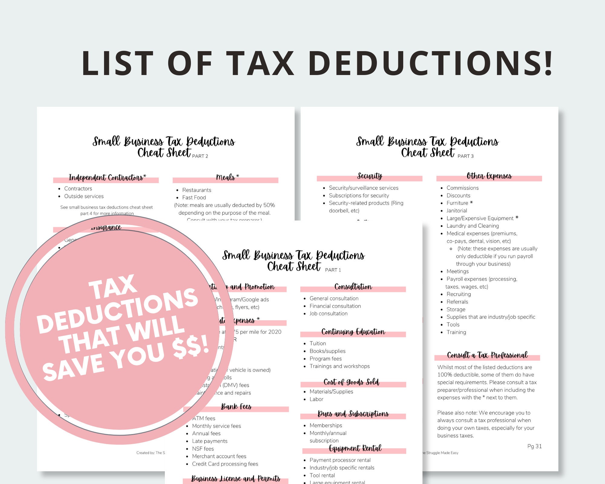 2023 Tax Return Binder in Pink Excel, Individual AND Business Tax, Tax ...