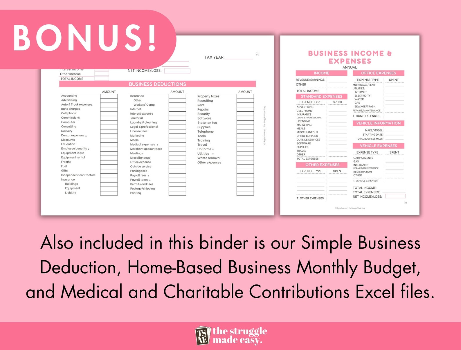 2023 Tax Return Binder Pink, Individual AND Business Tax, Tax Organizer ...