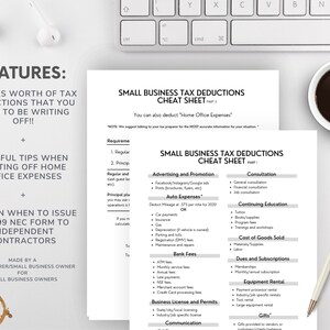 Small Business Tax Deductions Cheat Sheet List Deductible - Etsy