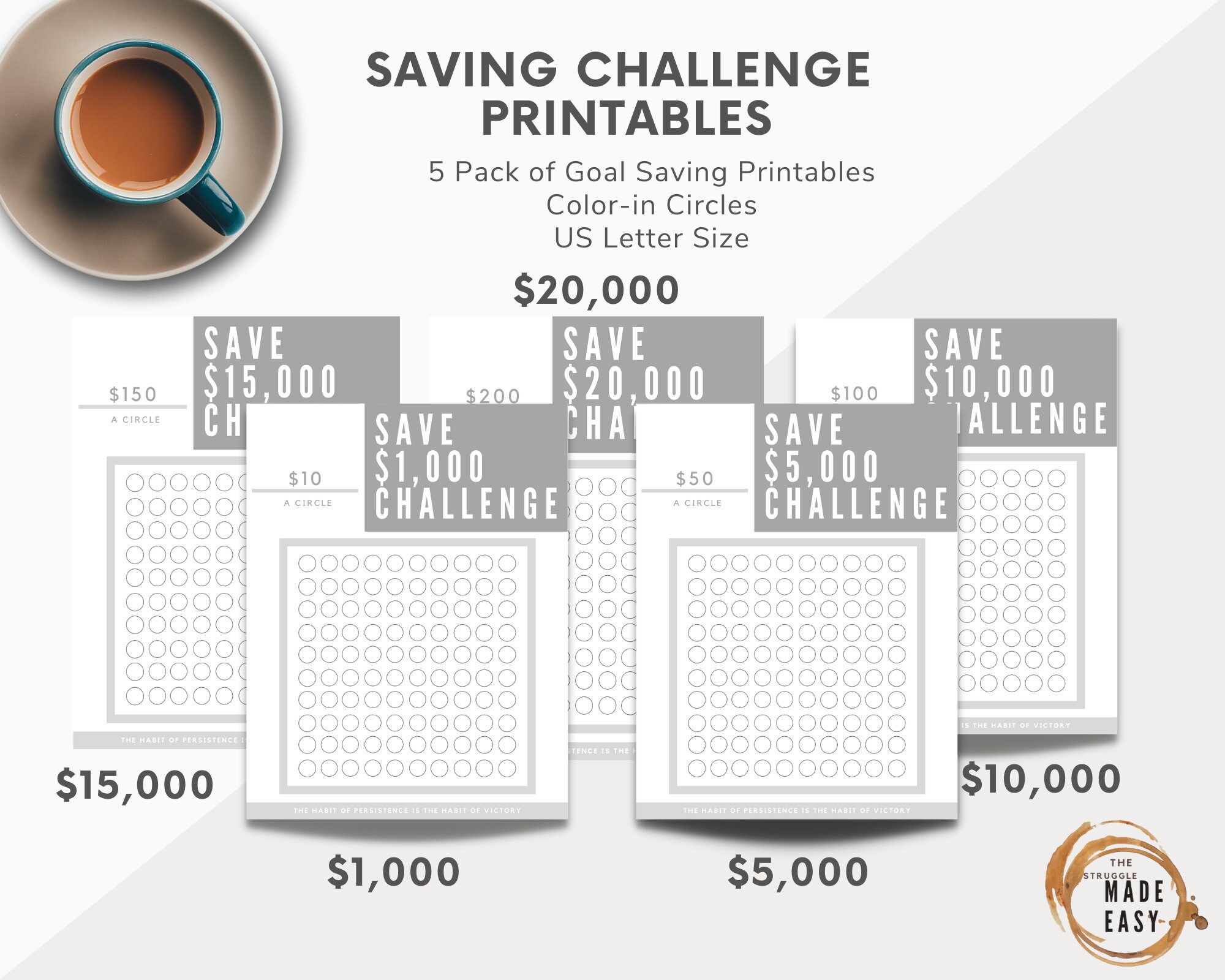Goal Savings Tracking Printables Color-in Worksheets Financial Planners ...