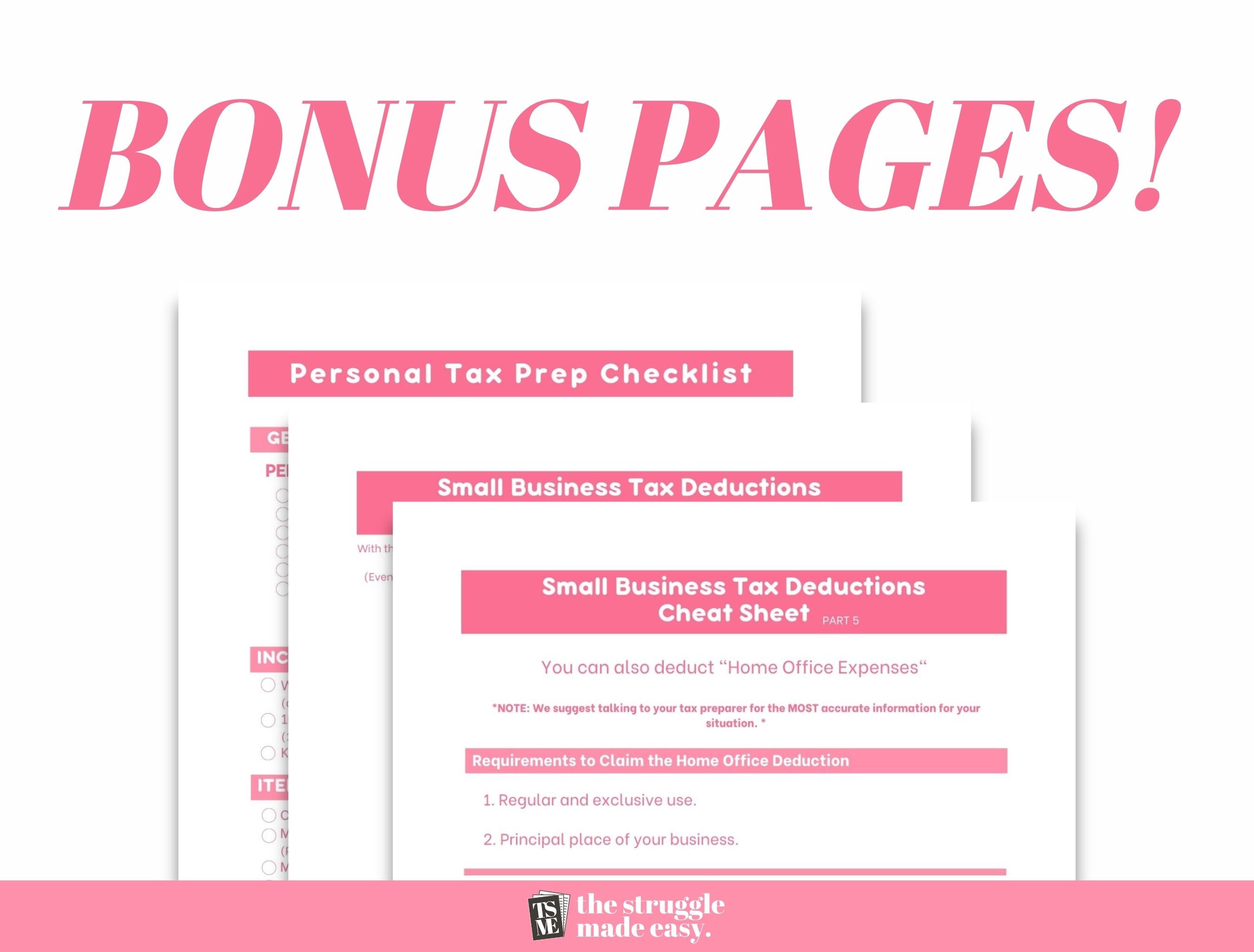 Small Business Tax Deduction Checklist: Expense Tracker (digital ...