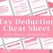 Small Business Tax Deduction Checklist: Expense Tracker (digital ...