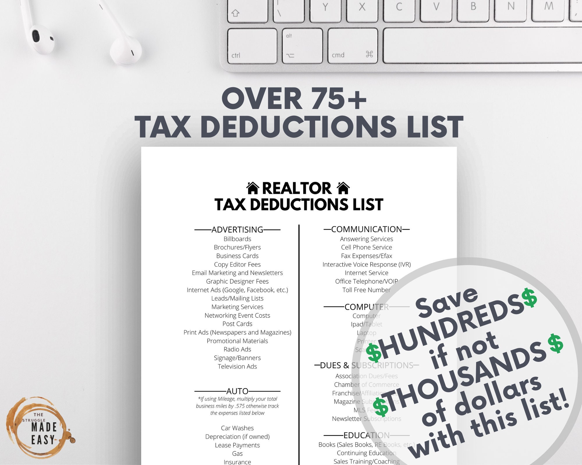 Realtor Tax Deductions List | Realtor Expenses | Small Business ...