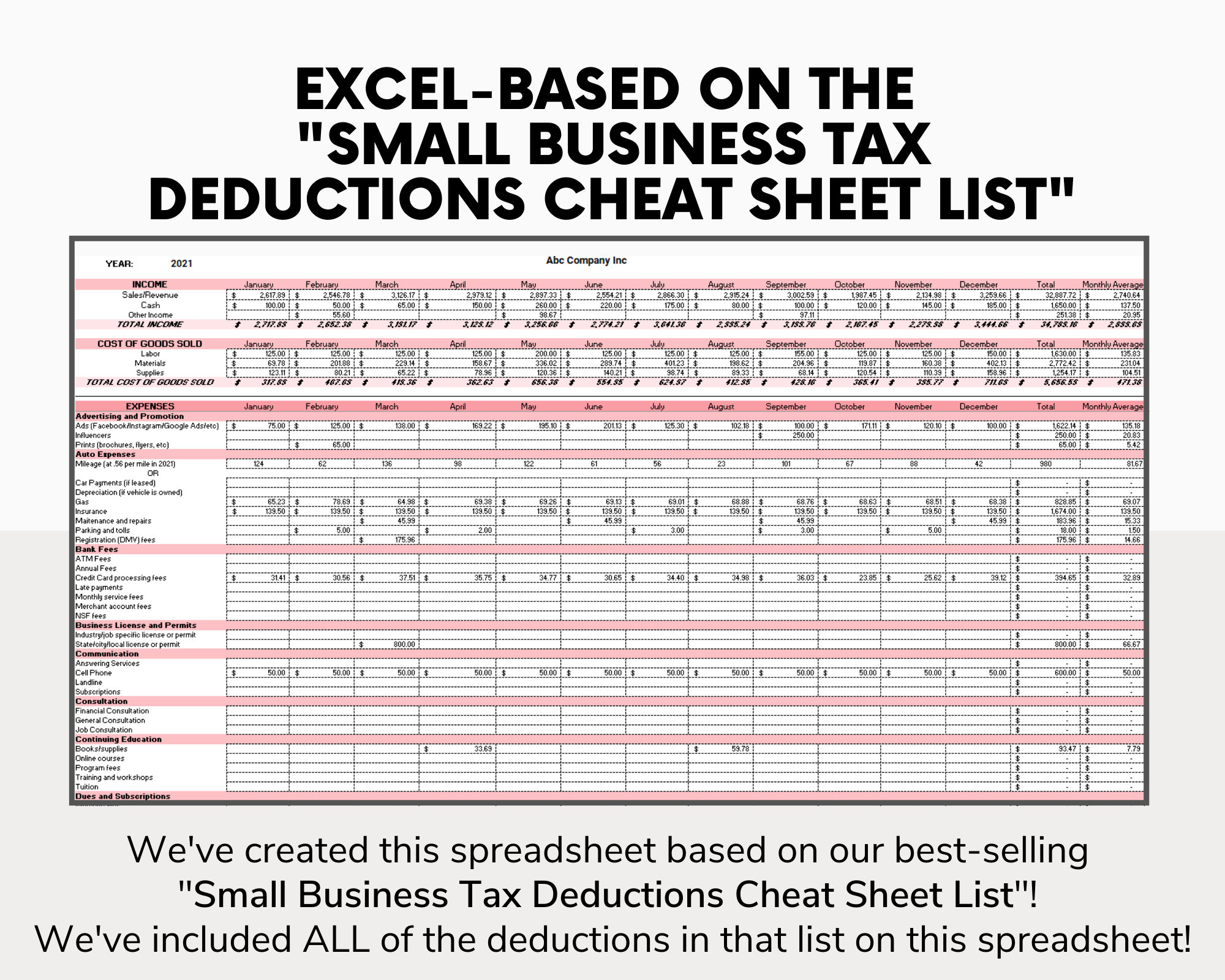 2022 Tax Return Binder in Pink + Excel | Individual AND Business Tax ...