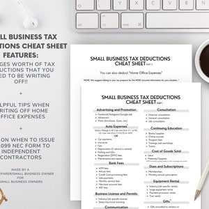 Small Business + Realtor Tax Deductions Cheat Sheet Lists | Deductible ...