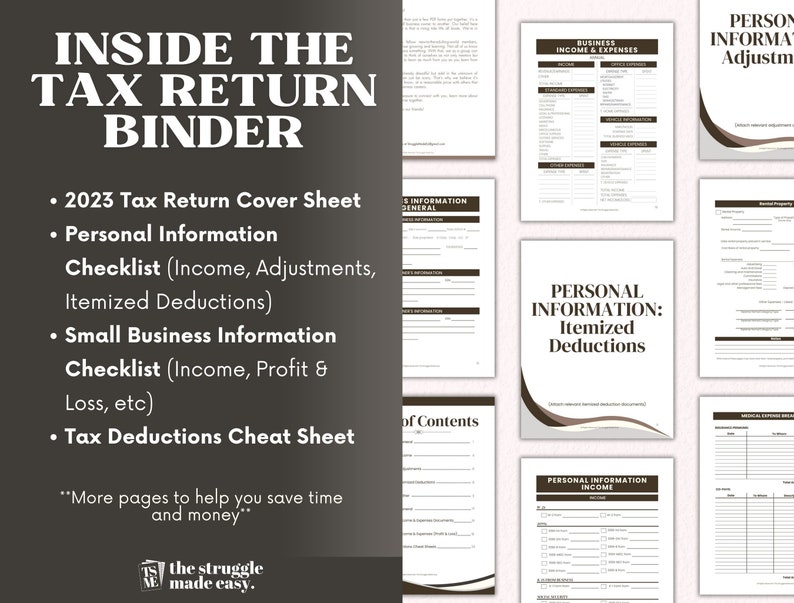 2023 Tax Return Binder + Tax Deduction Spreadsheet, Individual AND ...