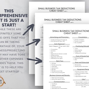 Small Business Tax Deductions Cheat Sheet List Deductible | Etsy