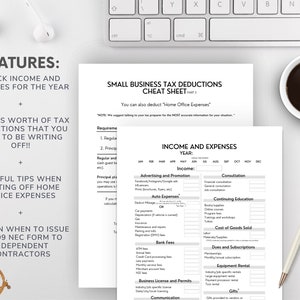 Small Business Tax Deductions Cheat Sheet & Expense Tracker (PDF) - Etsy