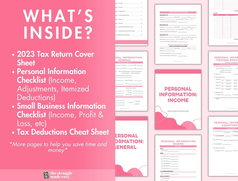2023 Tax Return Binder Pink, Individual AND Business Tax, Tax Organizer ...