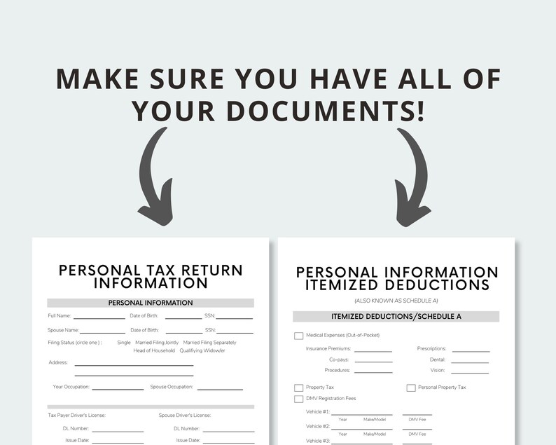 Personal Tax Return Workbook: Tax Prep Checklist (digital Download) - Etsy