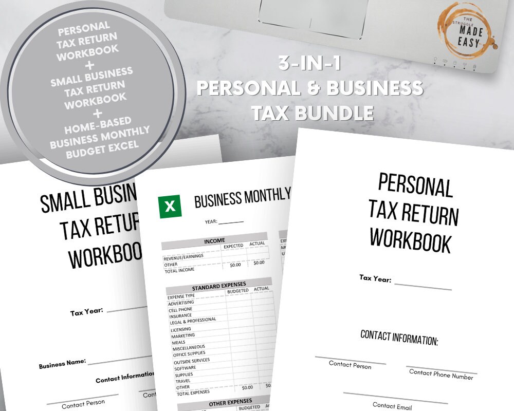 Personal Tax Return Workbook Small Business Tax Return | Etsy
