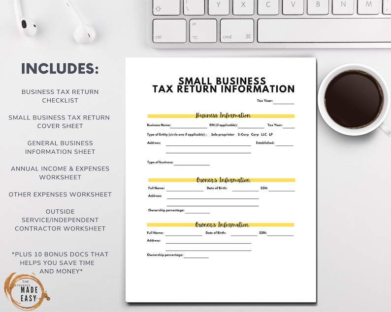First Year Small Business Tax Return Workbook (instant PDF Download) - Etsy