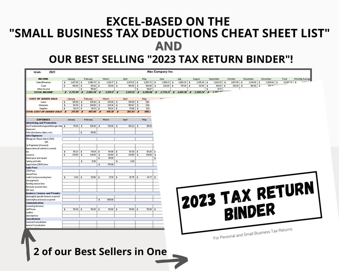 2023 Tax Return Binder + Excel, Individual AND Business Tax, Tax ...