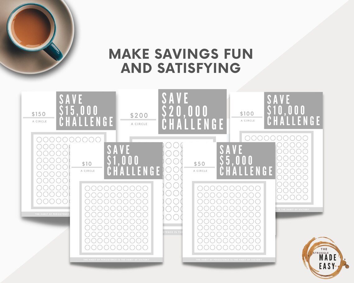 Goal Savings Tracking Printables Color-in Worksheets Financial Planners ...