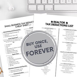Small Business + Realtor Tax Deductions Cheat Sheet Lists | Deductible ...