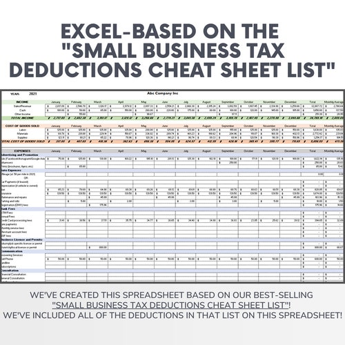 Small Business Tax Deductions Cheat Sheet List Deductible | Etsy